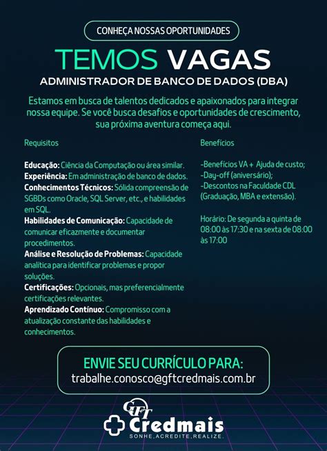 Contratando Bancodedados Dba Informática Computação Gft Promotora