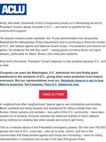 Email Inspiration From Aclu Email Love