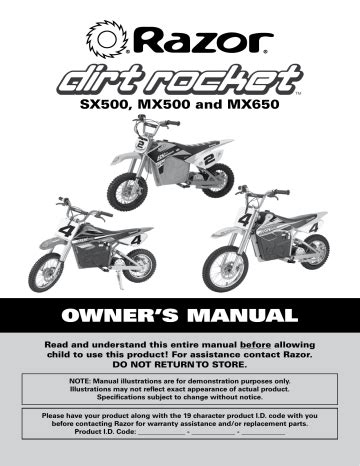 Razor Sx500 Mx500 And Mx650 Owners Manual Manualzz