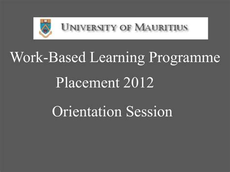 Work Based Learning Programme