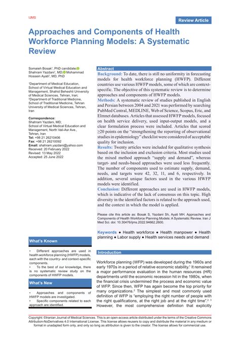 Pdf Approaches And Components Of Health Workforce Planning Models A Systematic Review