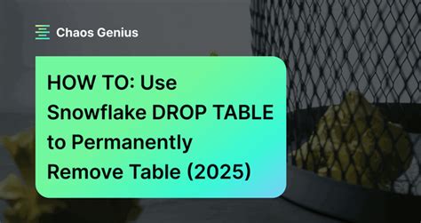 How To Use Snowflake Drop Table For Table Removal 2025