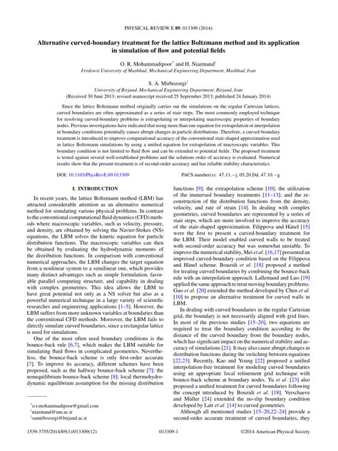 Pdf Alternative Curved Boundary Treatment For The Lattice Boltzmann Method And Its Application