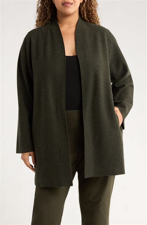 Eileen Fisher High Collar Open Front Boiled Wool Jacket Nordstrom