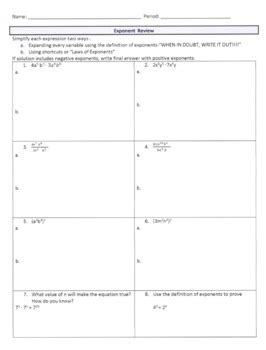 Exponent Review By Makin Math Magic TPT