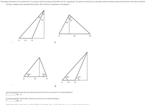 [answered] the angles of elevation to an airplane from two points a and
