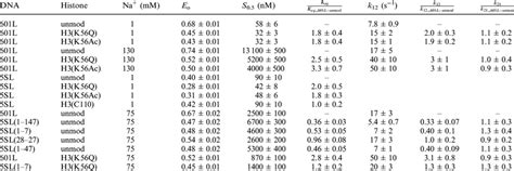 Summary Of The TF Binding Equilibrium And Nucleosome Unwrapping Download Table