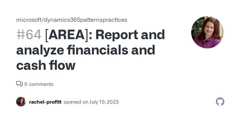 [area] report and analyze financials and cash flow · issue 64 · microsoft