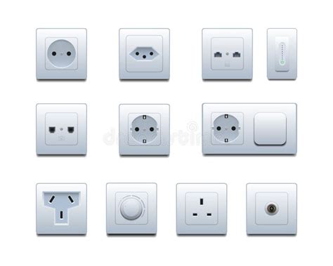 Realistic Switch Or Socket Electric Power Plug Light Toggle Button