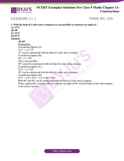 Ncert Exemplar Class 9 Mathematics Chapter 11 Construction