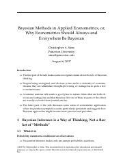 Sims Bayes Pdf Bayesian Methods In Applied Econometrics Or Why Econometrics Should Always And