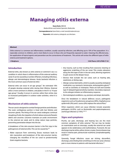 Managing Otitis Externa Pdf Antibiotics Medicine
