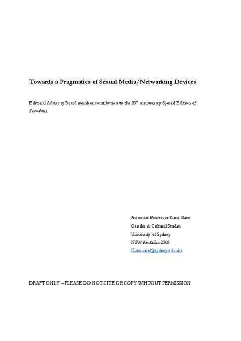 Pdf Towards A Pragmatics Of Sexual Medianetworking Devices