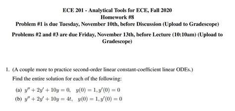 Solved ECE Analytical Tools For ECE Fall Chegg Com