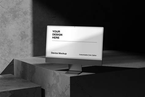 Computer Device Mockup Realistic Scene And Easy To Edit Dark Background With Shadow 36344294 Psd