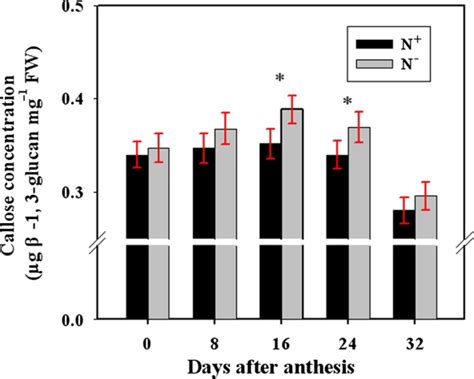Comparison Of Peduncle Callose Concentration For N− And N Wheat Plants Download Scientific