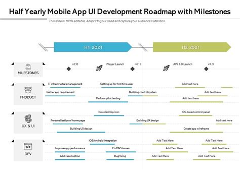 Half Yearly Mobile App UI Development Roadmap With Milestones Presentation Graphics