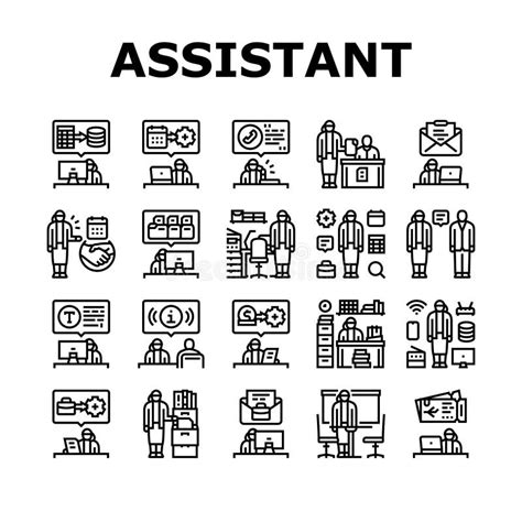 Administrative Assistant Office Icons Set Vector Stock Vector