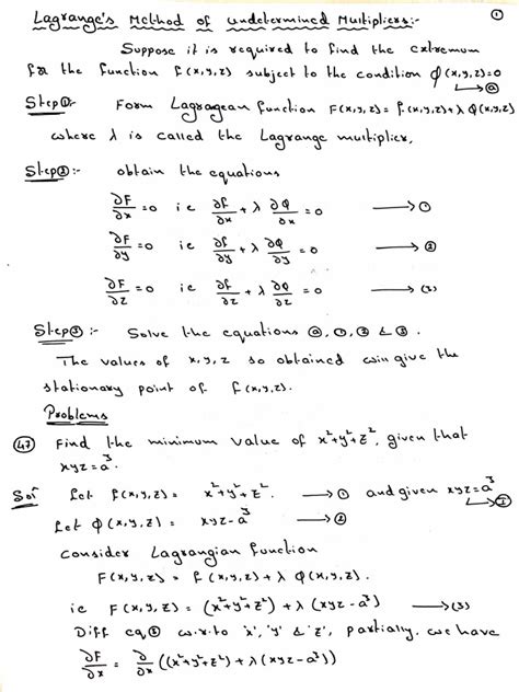 Lagrange Multiplier Method Pdf
