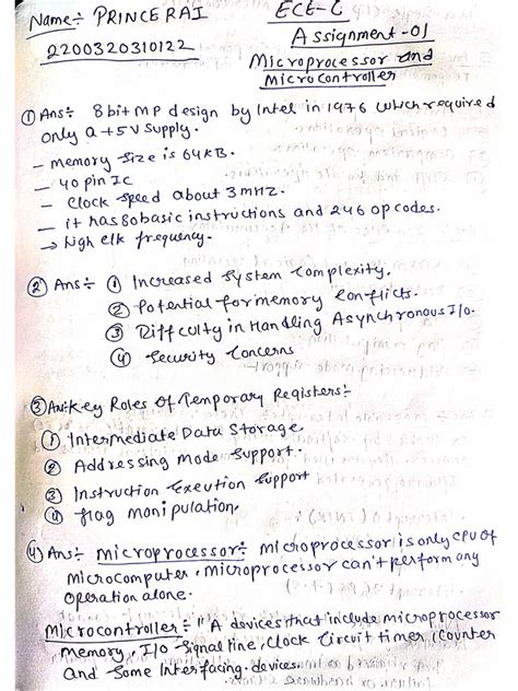 Assignment 01 Microprocessor And Microcontroller Pdf