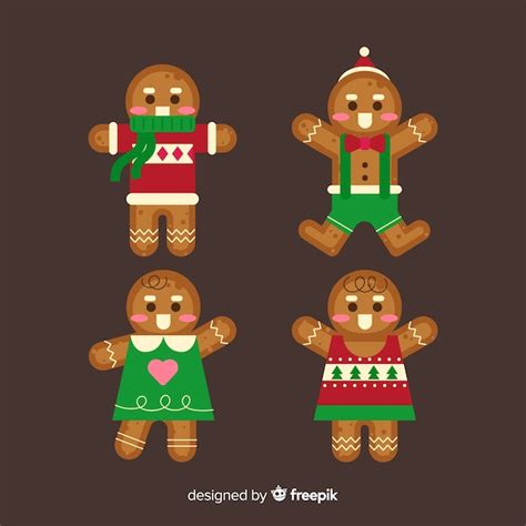 진저 브레드 남자 쿠키 모음 무료 벡터