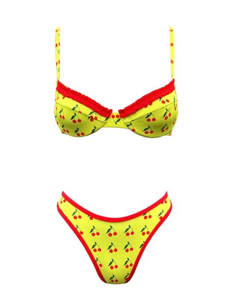 Emma Swimwear Cherry Ruffled Bikini Cats Boutique Rethymno