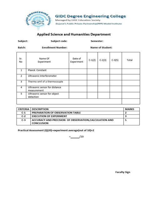 Assessement Sheet Pdf Measuring Instrument Science
