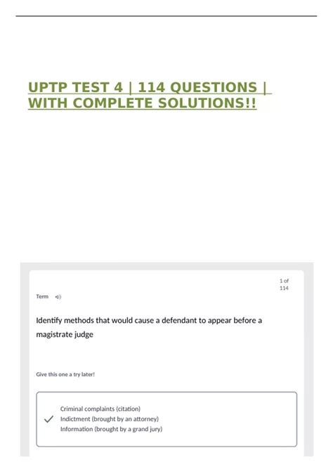 UPTP TEST QUESTIONS WITH COMPLETE SOLUTIONS UPTP Stuvia US