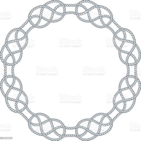 둥근 밧줄 프레임은 흰색 배경에 분리되어 있습니다 꼬인 코드 거친에 대한 스톡 벡터 아트 및 기타 이미지 거친 고리 세공