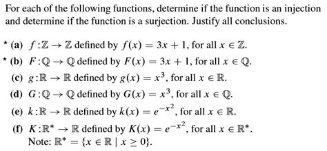 solved for each of the following functions determine if the