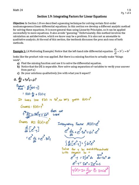 Integrating Factors In Linear Equations Pdf Equations Mathematics