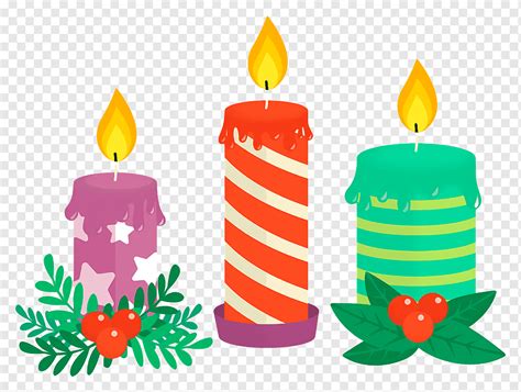 붉은 열매가 달린 세 개의 촛불 Png Pngwing