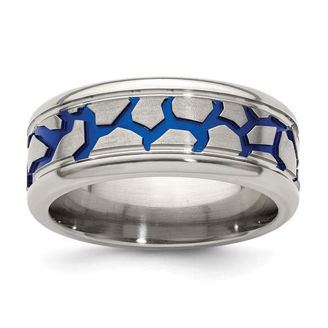 Edward Mirell Titanium Blue Anodized Reptile Pattern Brushedpolished