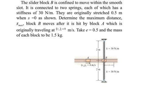 Solved The Slider Block B Is Confined To Move Within The Chegg