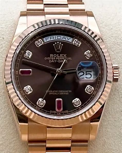 Rolex Day Date 36mm Chocolate Dial Rose Gold President Bracelet 11823