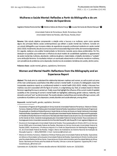 Lepidus 3 432 Mulheres E SaÚde Mental Pdf