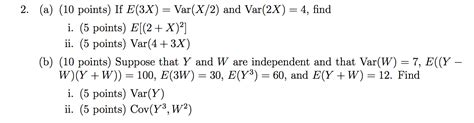 If E X Var X And Var X Find E Chegg Com