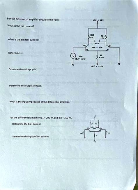 for the differential amplifier circuit to the right what is the tail