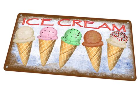 Ice Cream Cone Sign Metal Sign Modern Print Made To Look Aged And Vintage