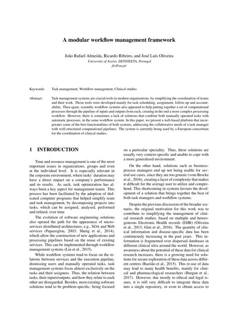 Pdf A Modular Workflow Management Framework