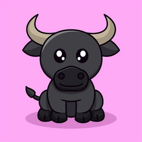 Premium Vector Vector Illustration Of Cute Buffalo And Chibi Animals