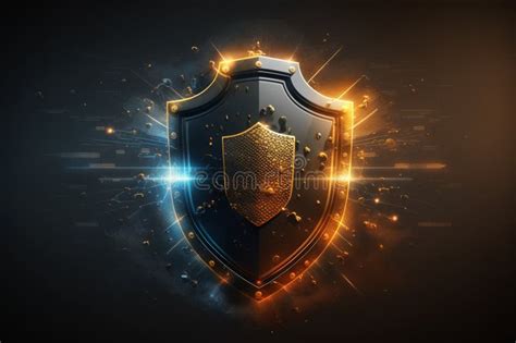 Cybersecurity Shield Digital Shield On Technology Network Data Protection Stock Illustration