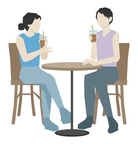 カフェで座ってコーヒーを飲む二人の女性のイラスト 無料のフリー素材 イラストエイト