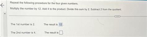 Solved Repeat The Following Procedure For The Four Given