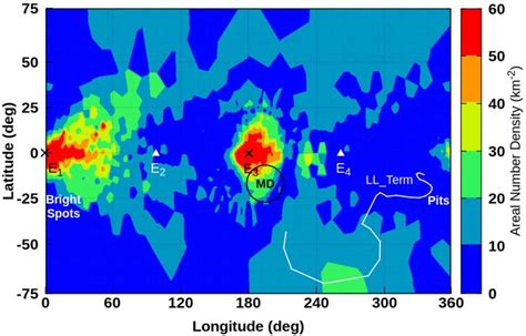 Map Of The Areal Number Density Across The Surface Of The Arrokoth