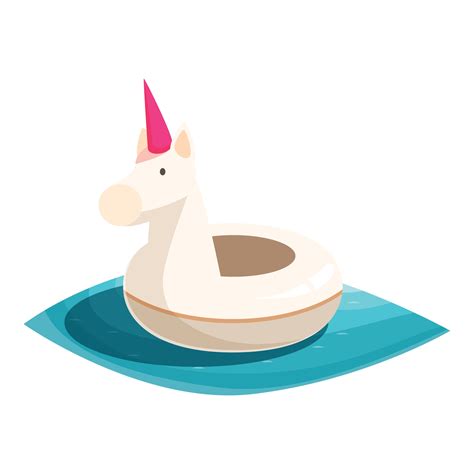 Inflatable Unicorn Pool Float Floating On Water In Swimming Pool