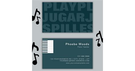 Piano Lessons Music Teacher Simple Modern Bold Business Card Zazzle