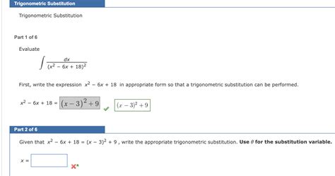 Solved Trigonometric Substitution Trigonometric Substitution
