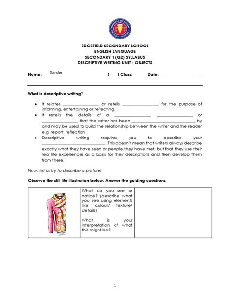 Edited T1 W01 03 Descriptive Writing Objects Pdf Guitars Adverb