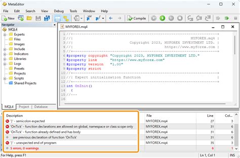 Create Expert Advisor EA MetaTrader User Guide Myforex